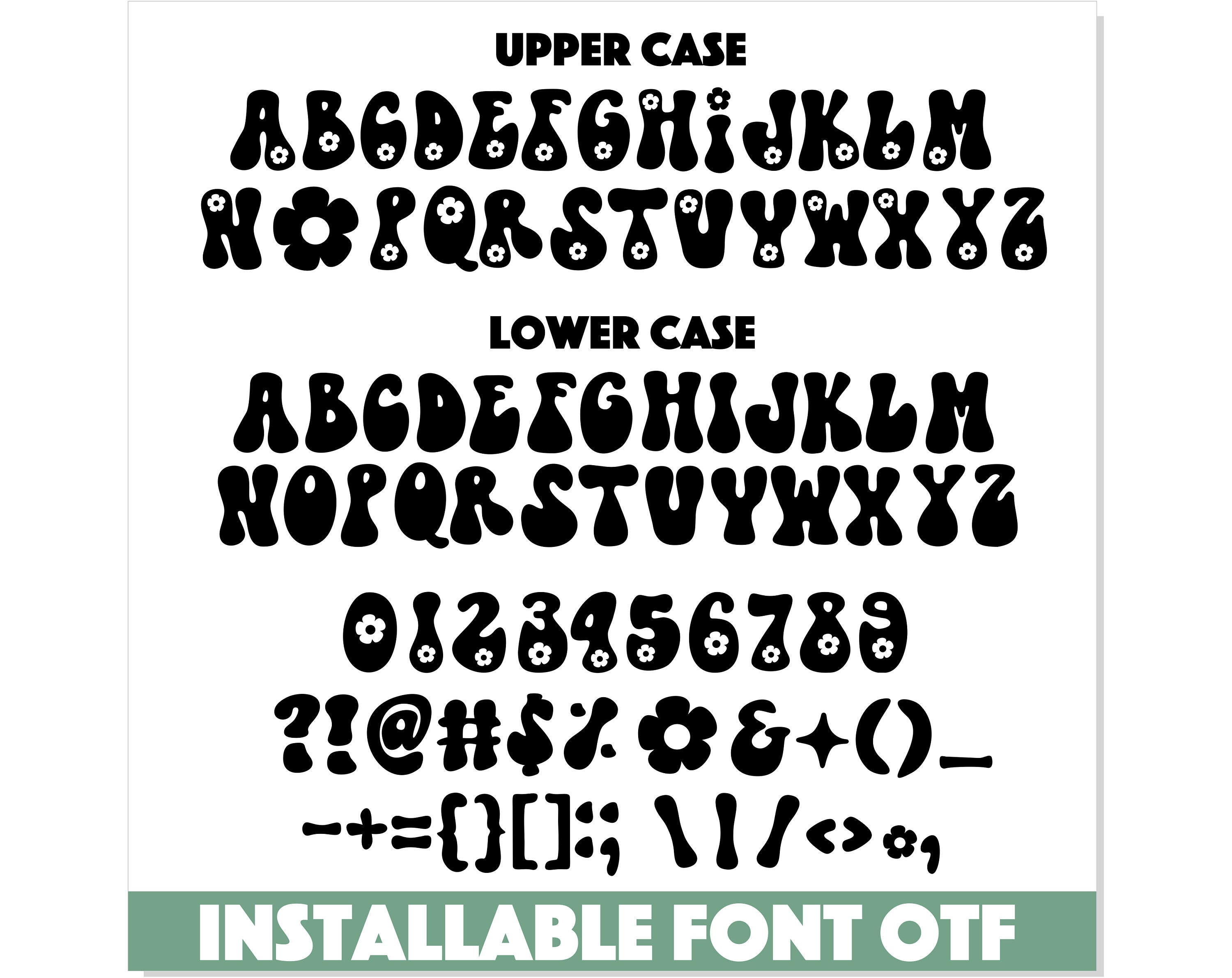 Hippie Flower Font, Retro Font, Groovy Font, Modern Font, Hippie Font ...