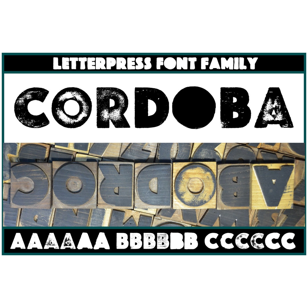 Cordoba Letterpress Font | Typewriter Font, Distressed Font, Vintage ...