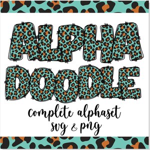Doodle Leopard Alphabet Letters SVG PNG Turquoise Canva Cricut, Doodle ...