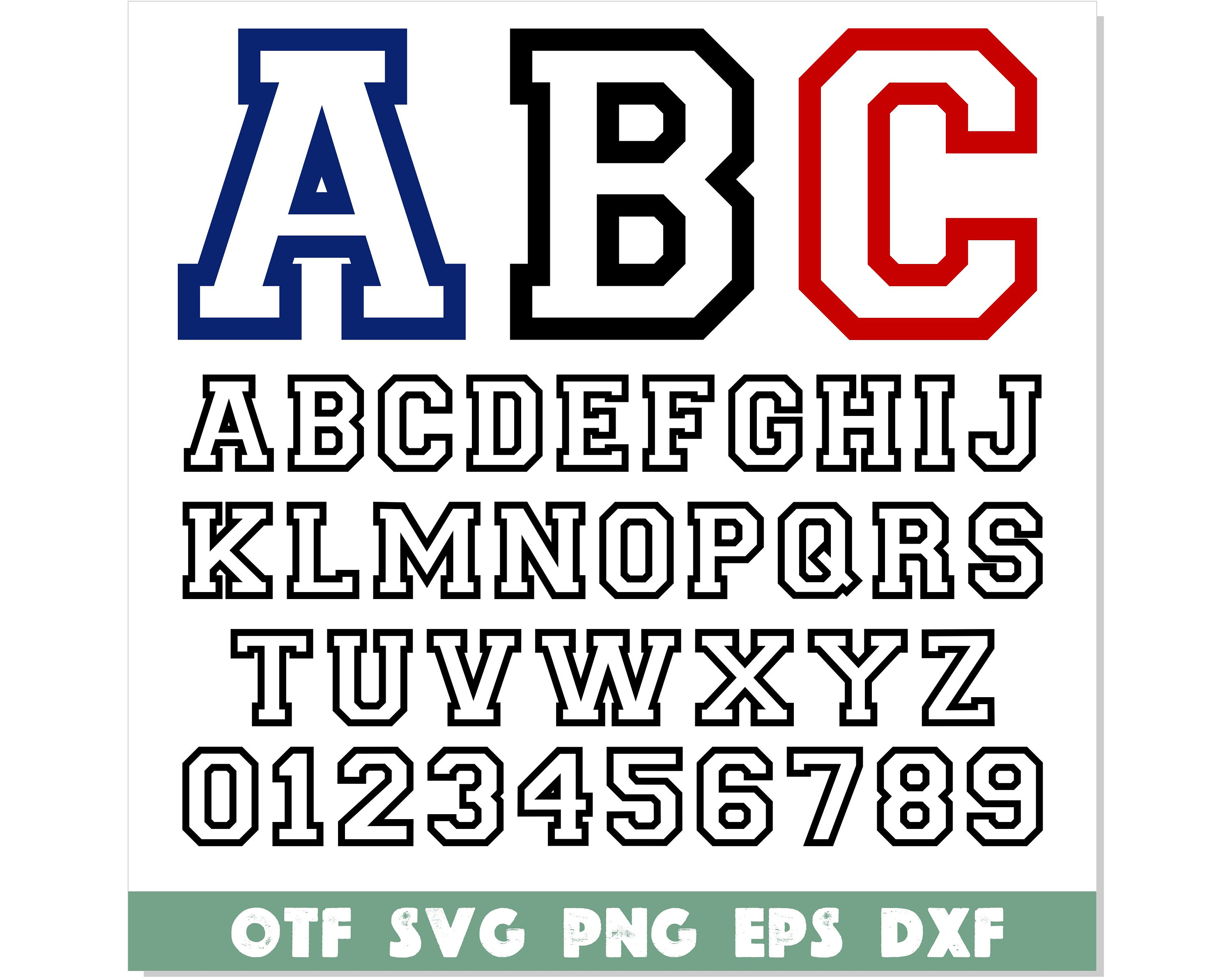 Sport Varsity College Outline Font OTF SVG PNG | Outline Varsity Font ...