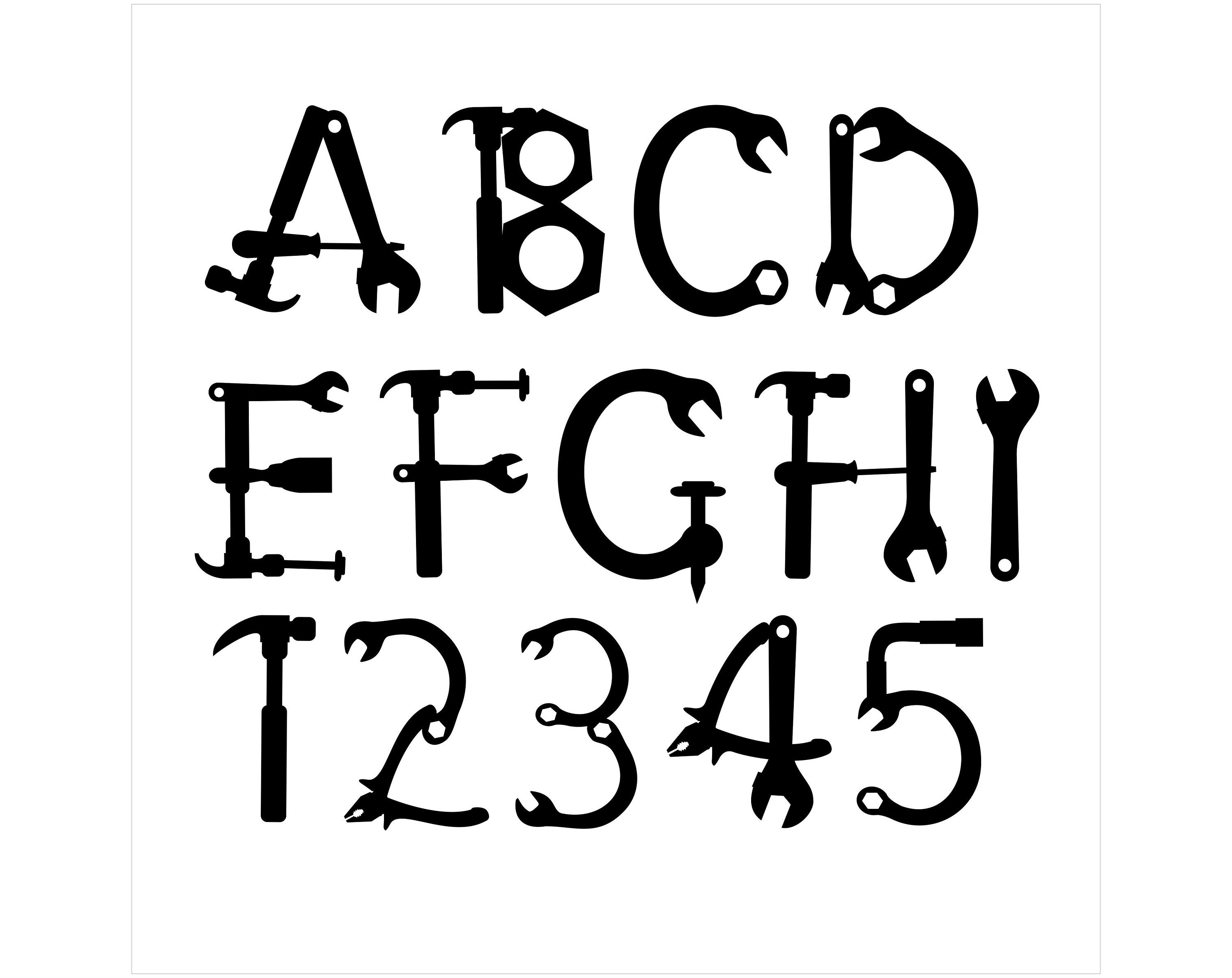 Tool Font TTF SVG PNG Mr Fix Font Otf, Tools Alphabet, Tool Letters, Mr ...