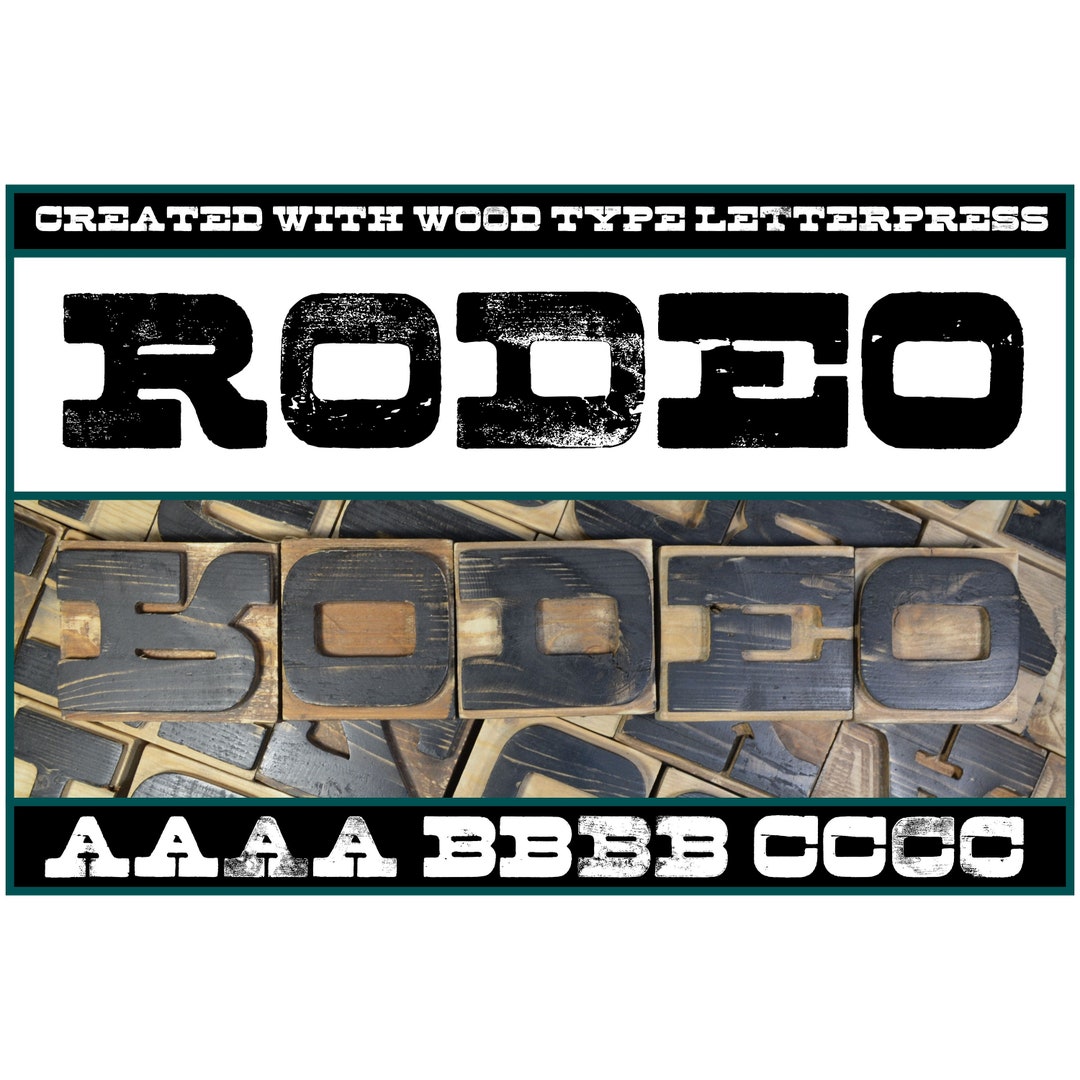 Rodeo Letterpress Font, Western Font Otf, Cowboy Font, Western Font ...