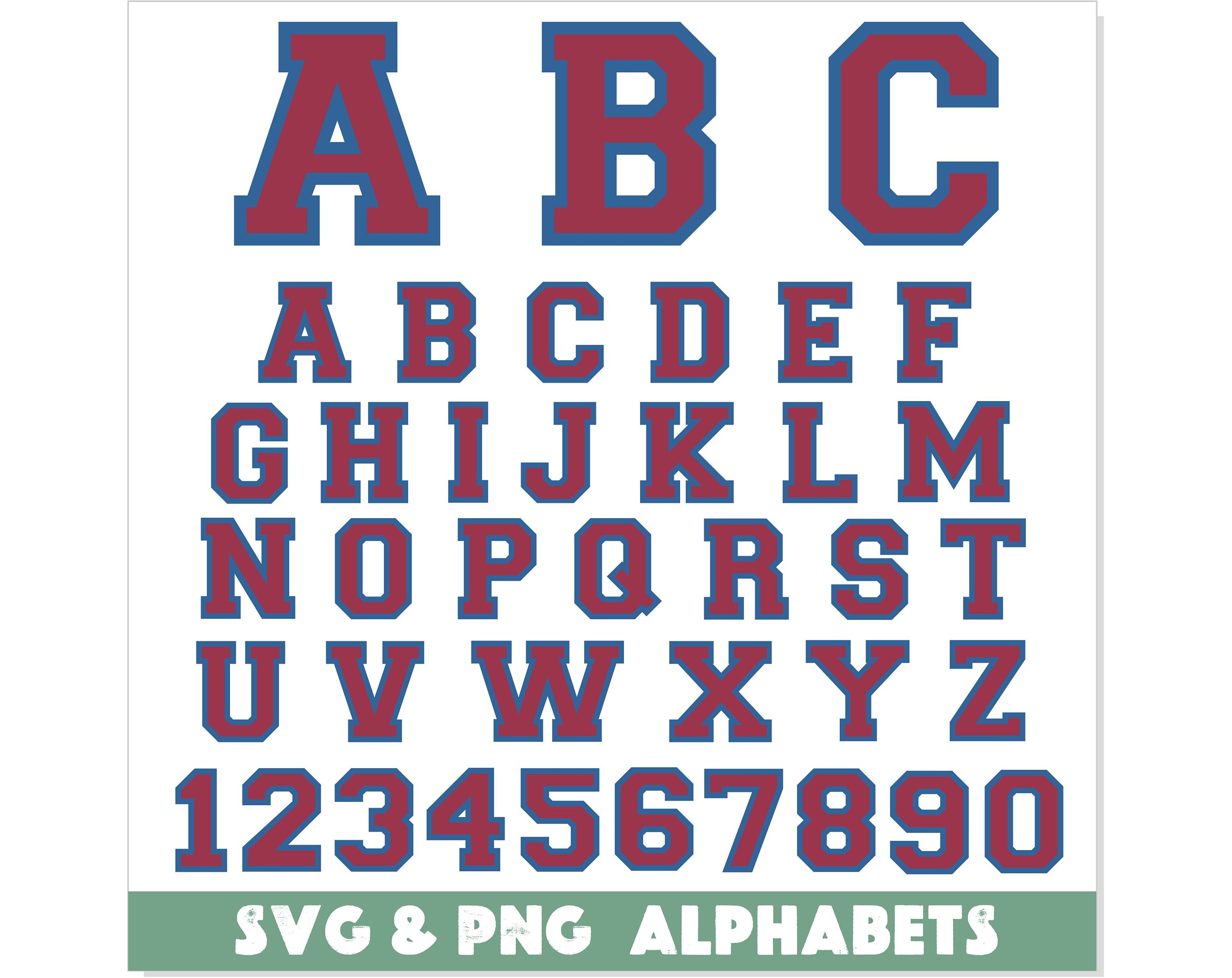 College Varsity Font TTF PNG SVG Blue Red Layered Varsity Sport College ...