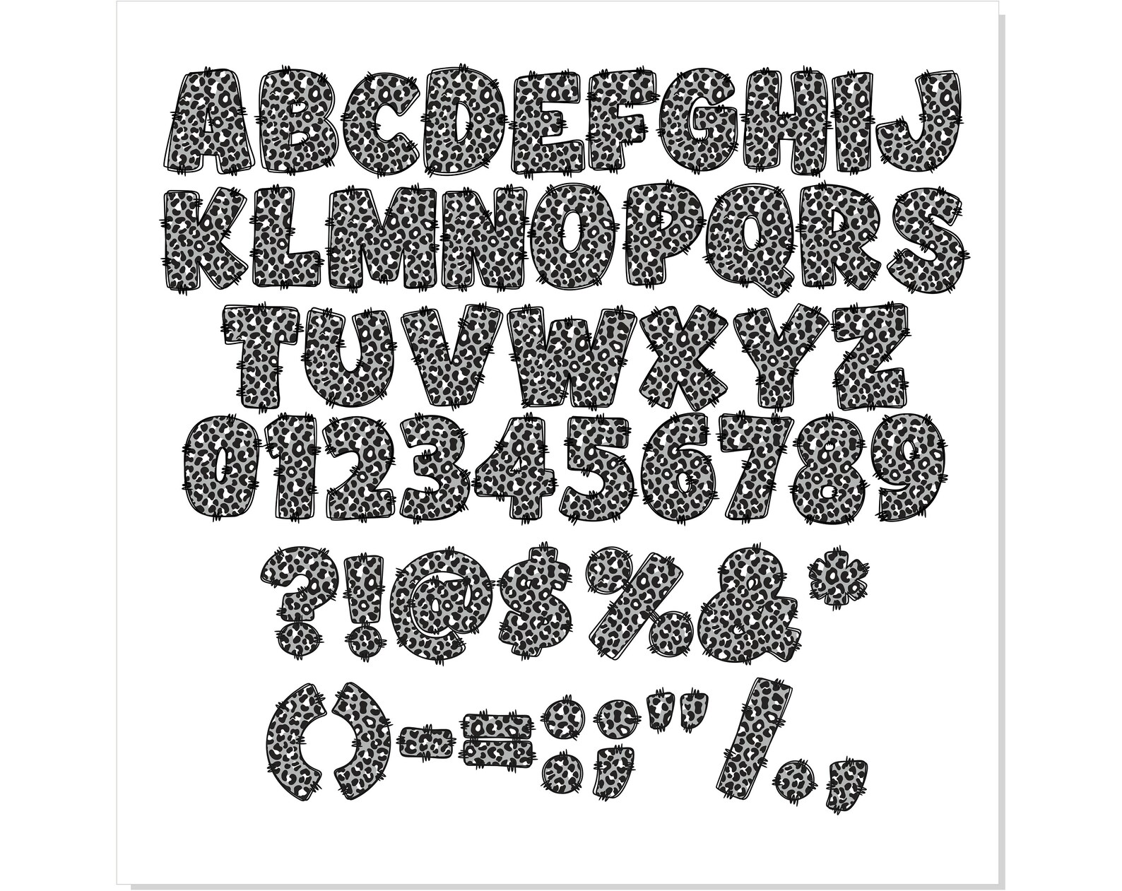 Leopard Doodle Alphabet Letters SVG PNG, Doodle Leopard Font Svg Png ...