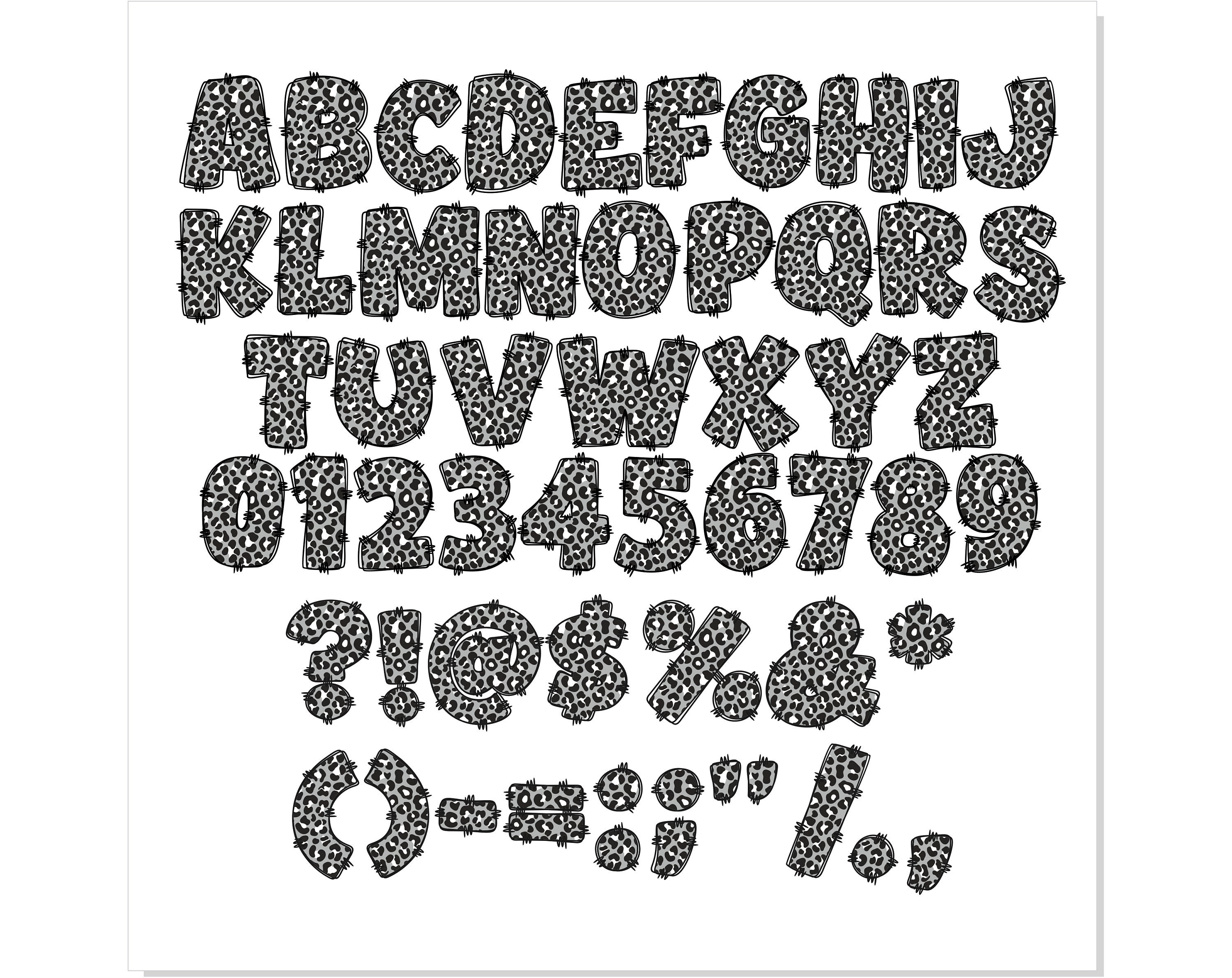 Leopard Doodle Alphabet Letters SVG PNG, Doodle Leopard Font Svg Png ...