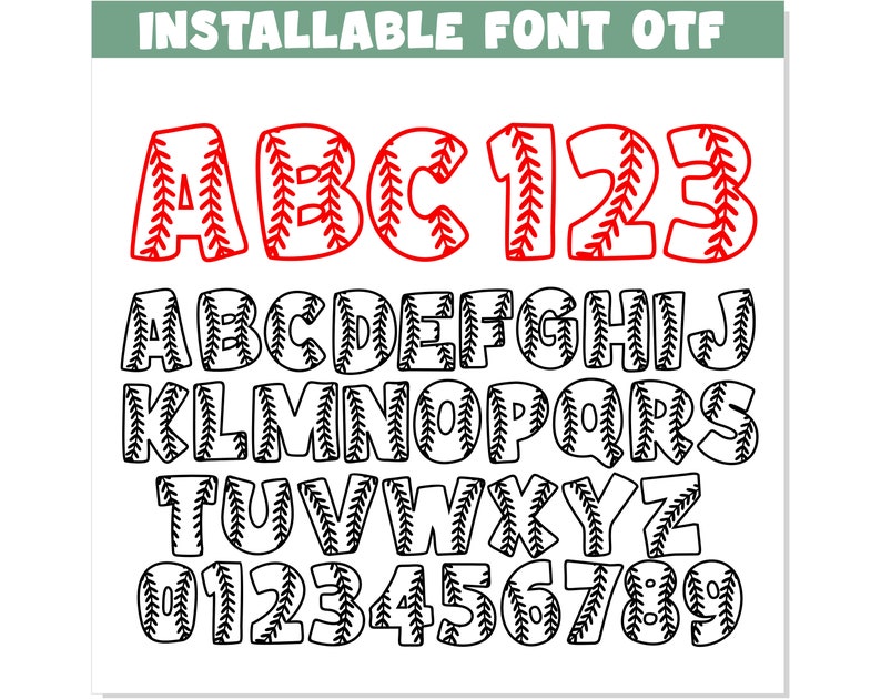 Baseball Font With Stitches TTF SVG PNG, Baseball Font Svg Layered ...