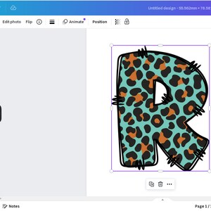 Doodle Leopard Alphabet Letters SVG PNG Turquoise Canva Cricut, Doodle ...