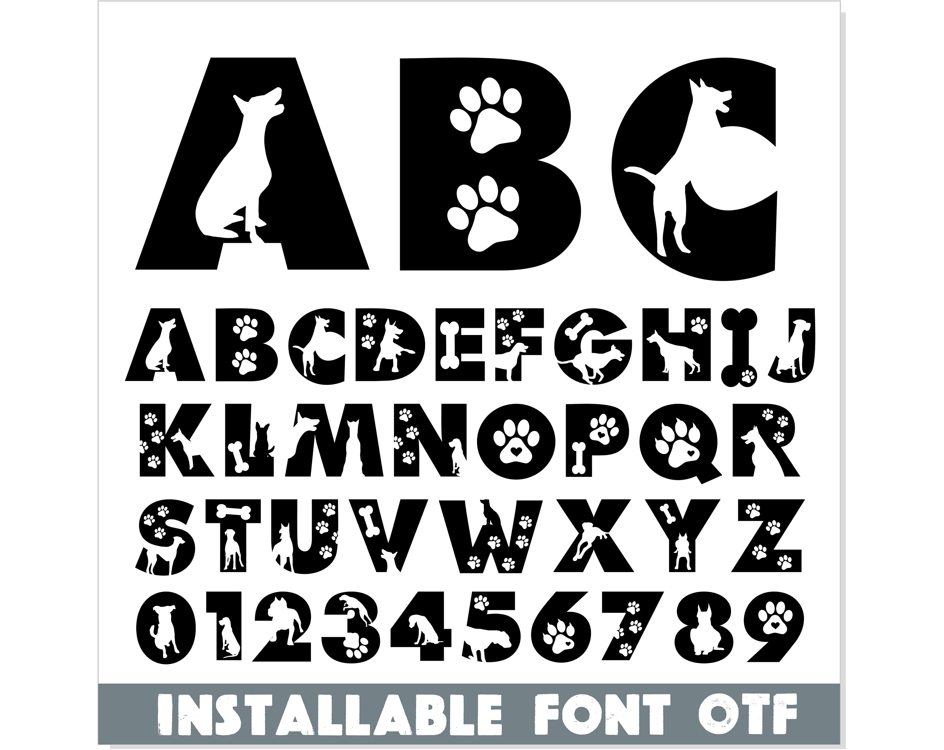 Dog Font SVG Layered, Dog Font Otf, Paw Font Svg, Dog Font Png, Dog ...