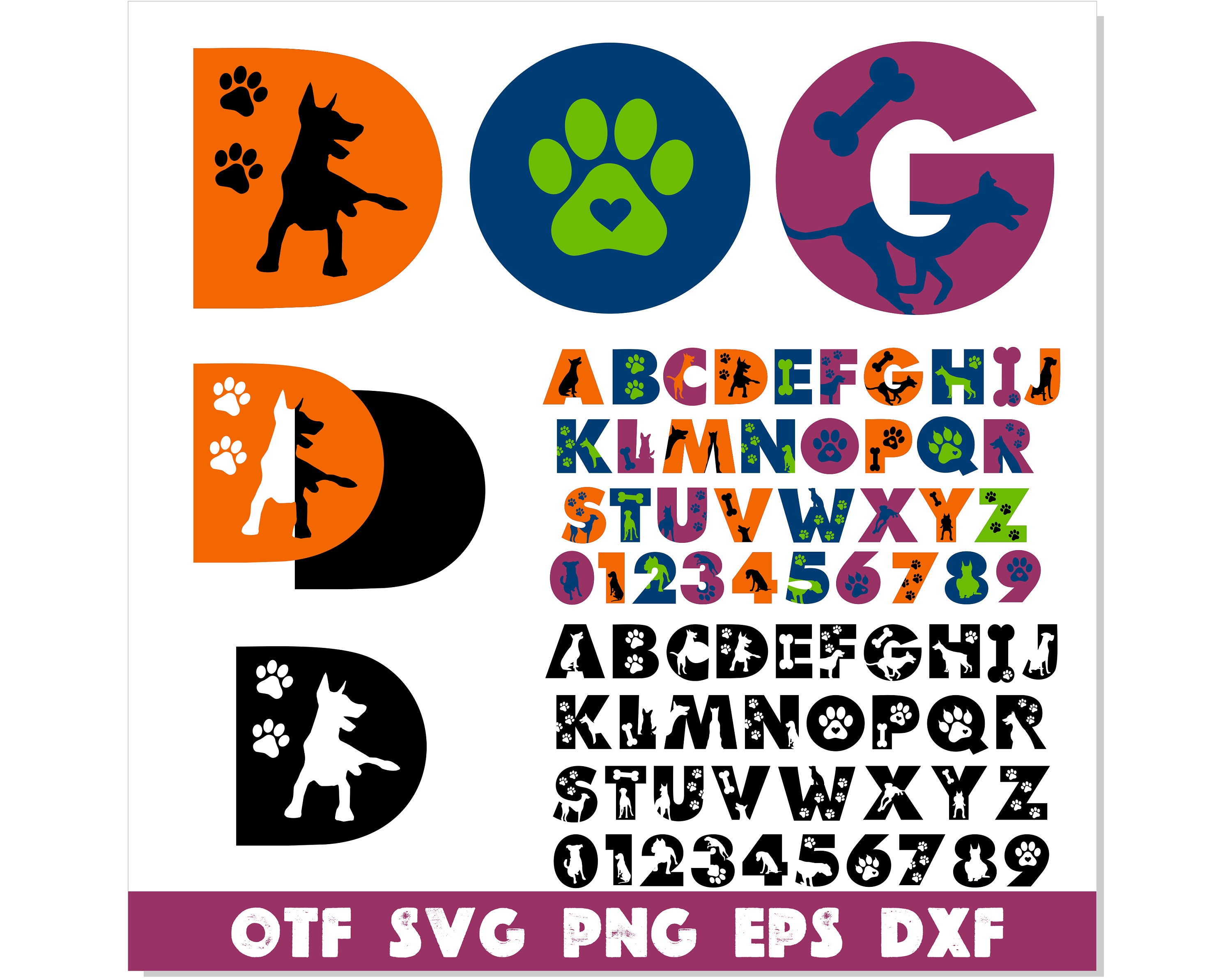 Dog Font SVG Layered, Dog Font Otf, Paw Font Svg, Dog Font Png, Dog ...