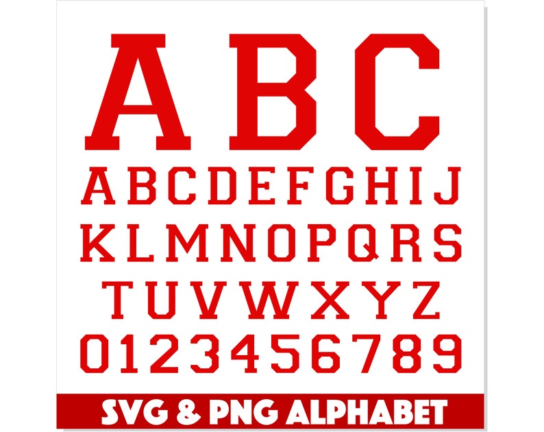 College Varsity Font TTF PNG SVG Black Red College Letters T Shirts Svg ...
