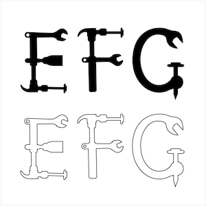 Tool Font TTF SVG PNG Mr Fix Font Otf, Tools Alphabet, Tool Letters, Mr ...