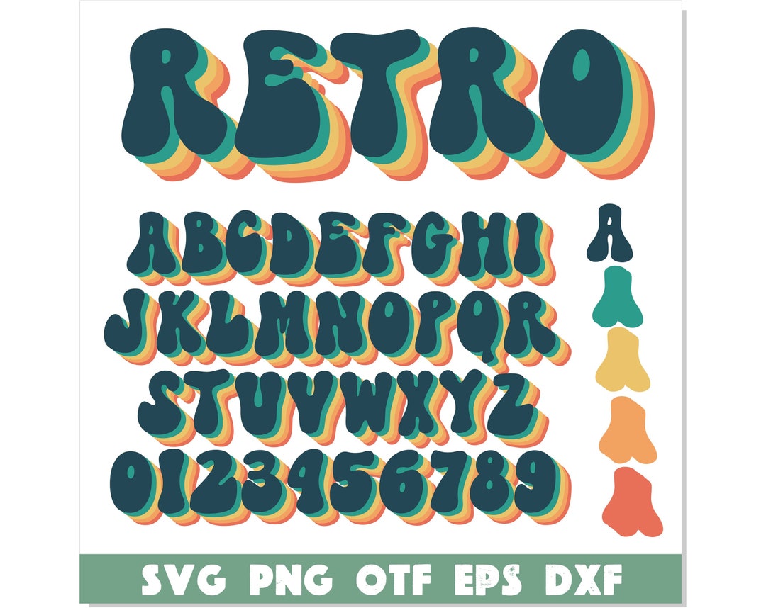 Retro Font SVG Layered, Retro Font Png, 70s 80s Font, Hippie Font Svg ...
