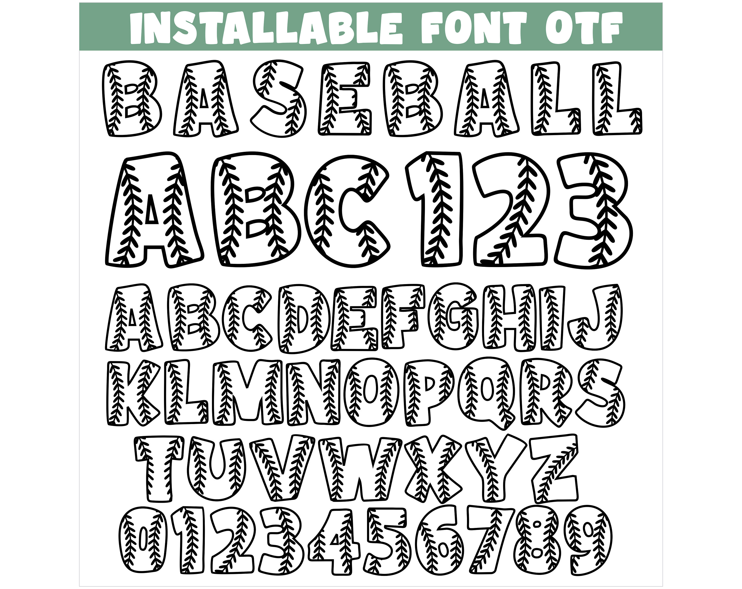 Baseball Font With Stitches TTF SVG PNG, Baseball Font Svg Layered ...
