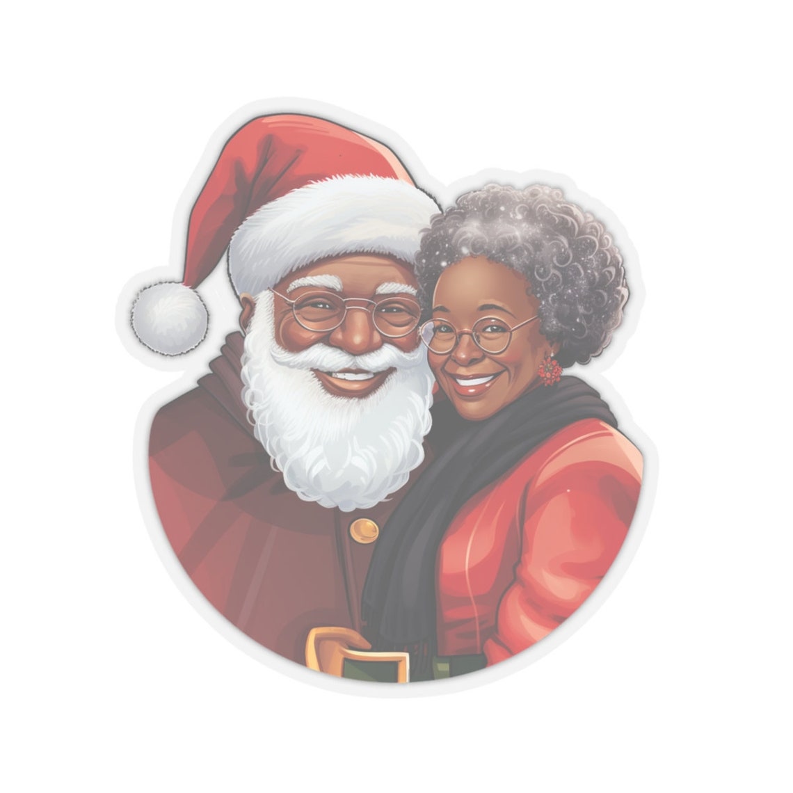 Black Santa and Mrs Claus Christmas Sticker African American Santa ...