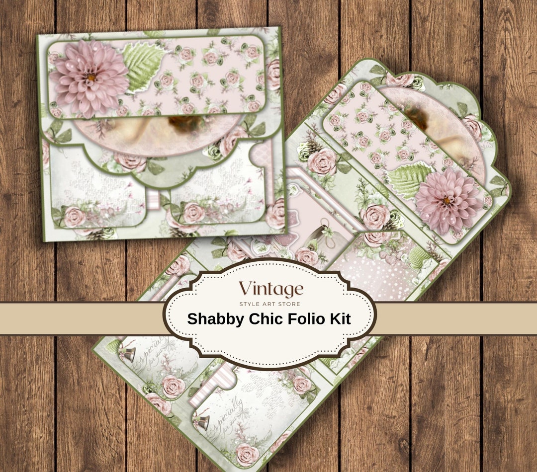 Evoke Elegance With Our Shabby Chic Folio Kit, Handmade Ephemera, Frosted Flowers Folio Kit ...