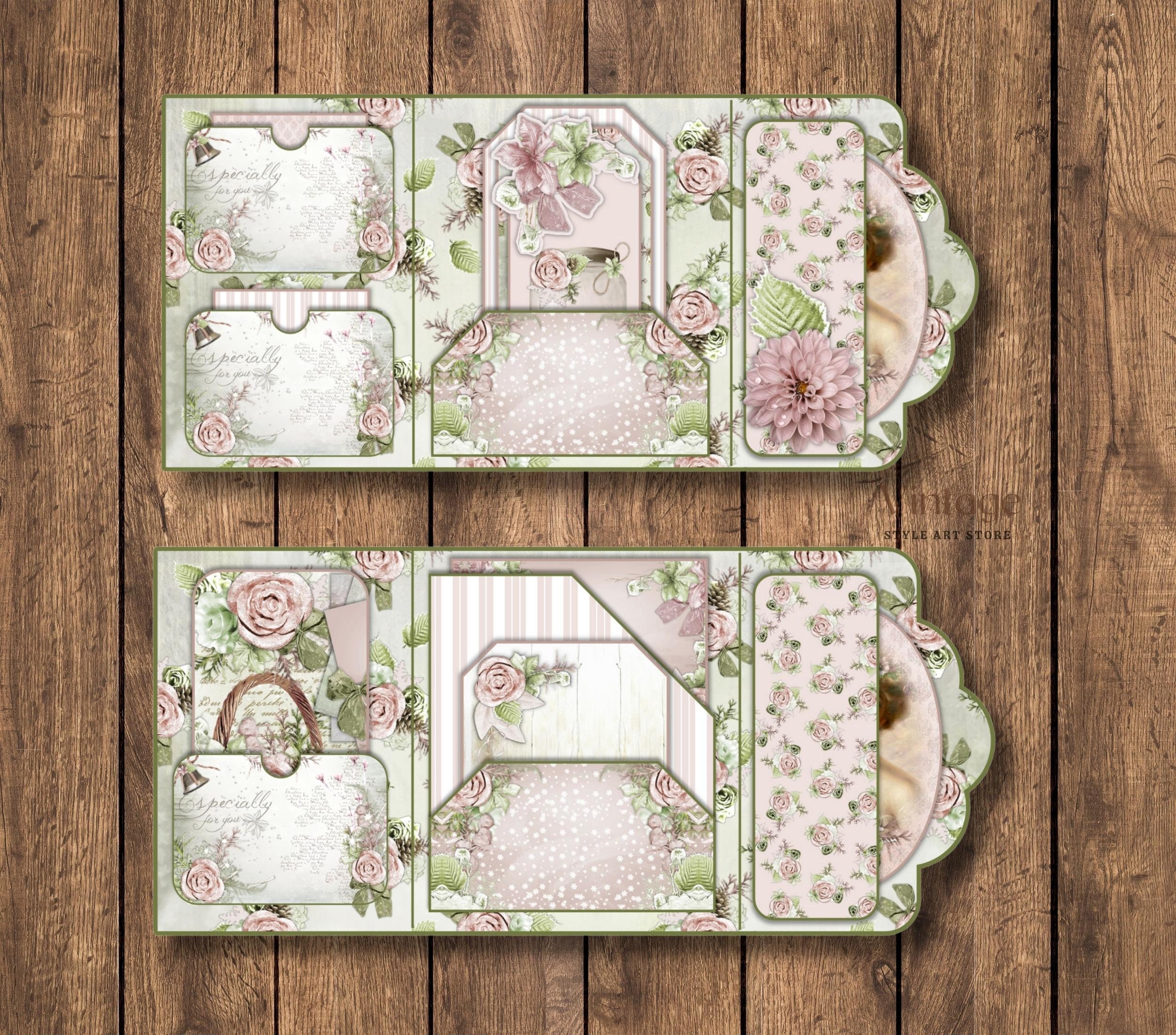 Evoke Elegance With Our Shabby Chic Folio Kit, Handmade Ephemera, Frosted Flowers Folio Kit ...