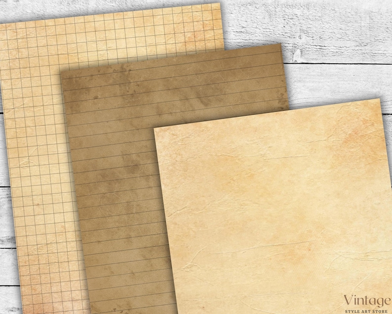 Vintage Lined Paper Blank Paper and Graph Paper, 18 Grunge Paper ...