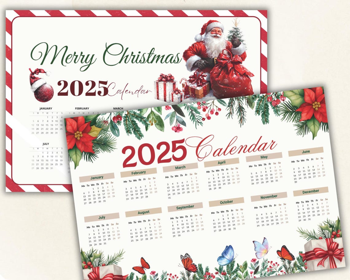 Printable Funny Christmas Wall Calendar 2025, New Year Calendar Poster ...