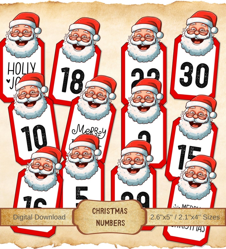 Printable Christmas Advent Numbers, DIY Holiday Countdown Craft ...