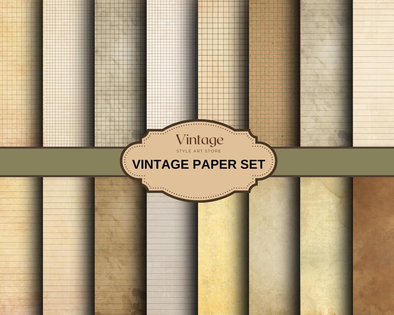 Vintage Lined Paper Blank Paper and Graph Paper, 18 Grunge Paper ...