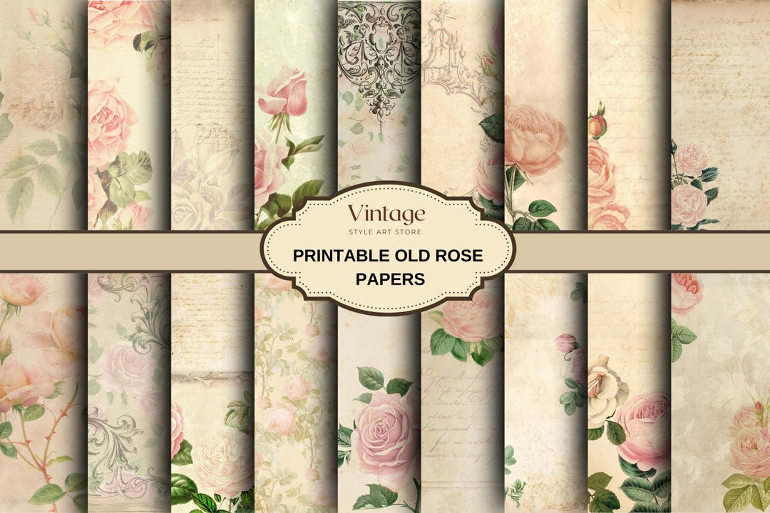 Enchanting Printable Old Rose Papers Vintage Floral Designs for DIY ...