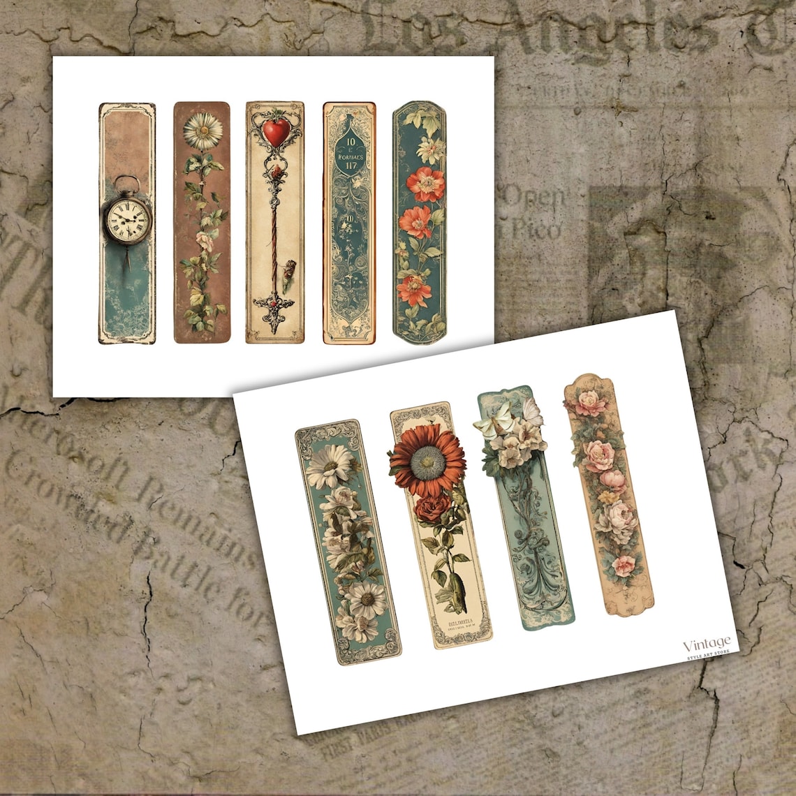 Printable Vintage Bookmarks for Book Lovers,set of 17 Bookmars, Antique ...