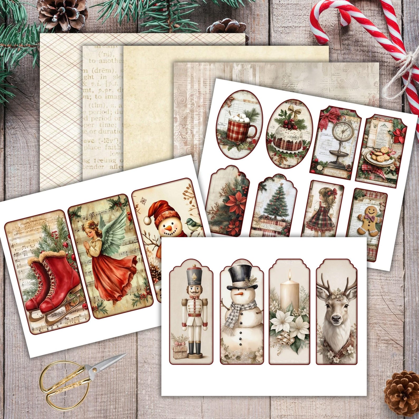 Christmas Junk Journal Folio Kit, Folding Folio , Handmade Christmas ...