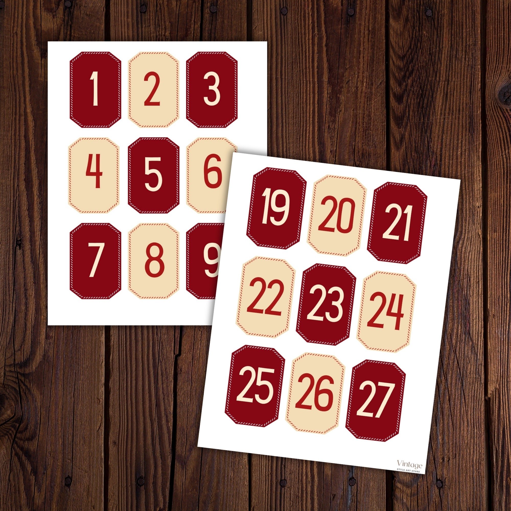 Printable Christmas Numbers Tag,christmas Numbers Tag for Junk Journal ...