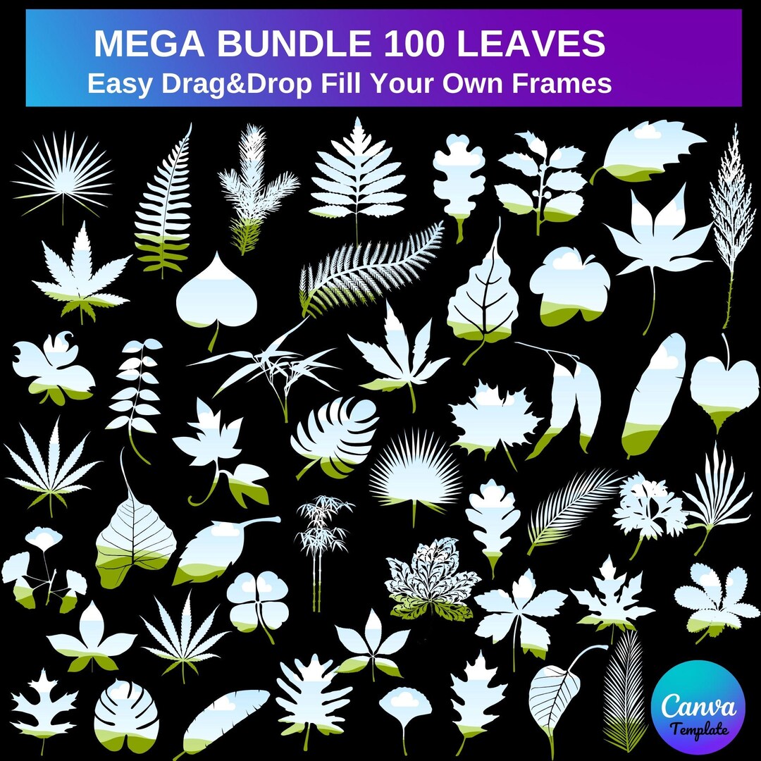 Customizable Leaf Canva Frame Templates, Editable Leaves Frame, Drag ...