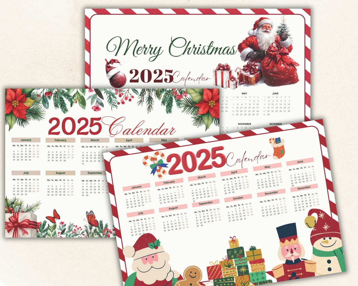 Printable Funny Christmas Wall Calendar 2025, New Year Calendar Poster ...