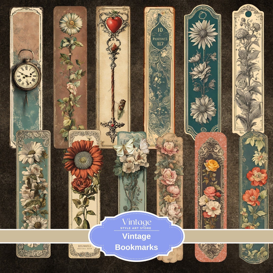 Printable Vintage Bookmarks for Book Loversset of 17 - Etsy