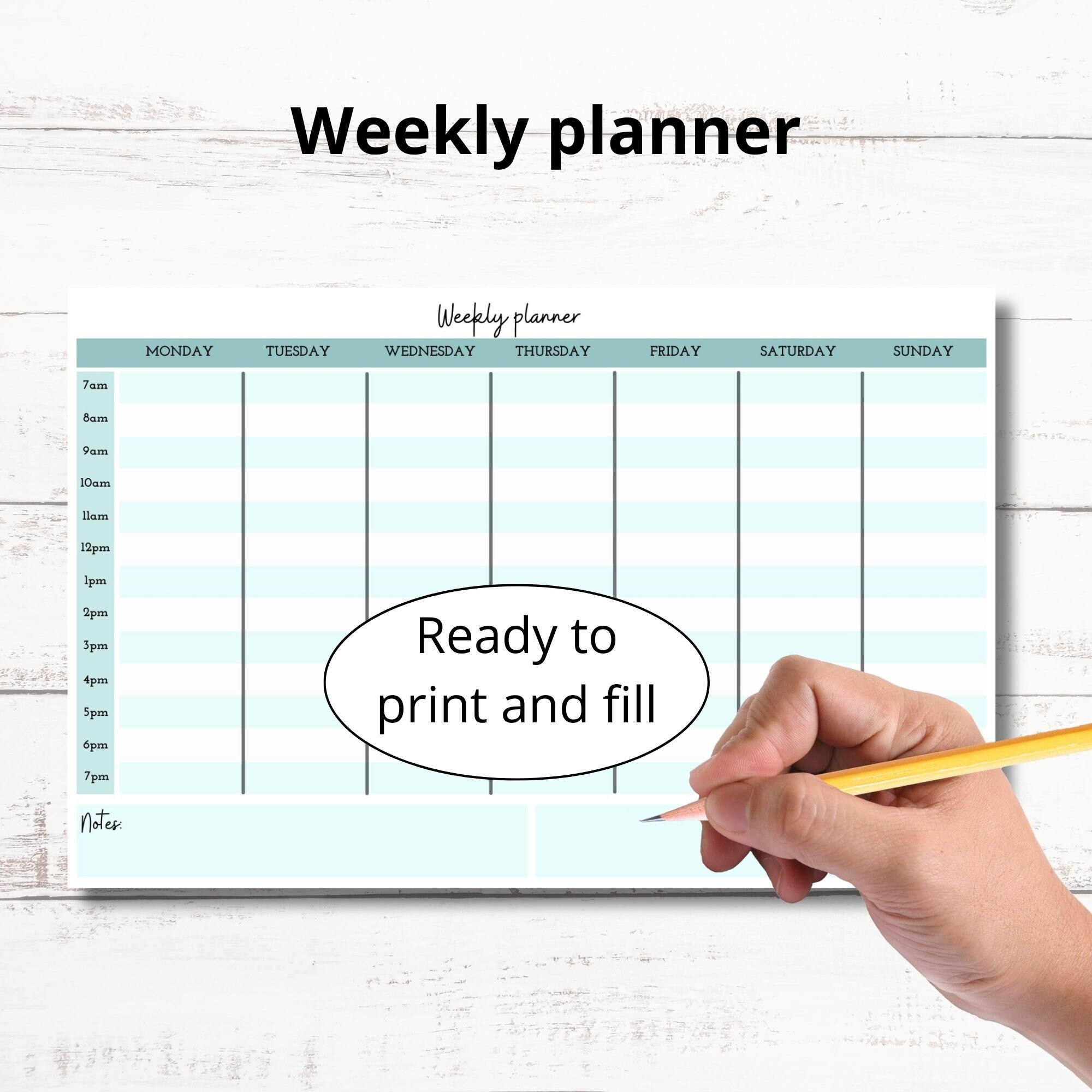 Weekly Planner Template, Turquoise Printable Daily Planner, Weekly ...