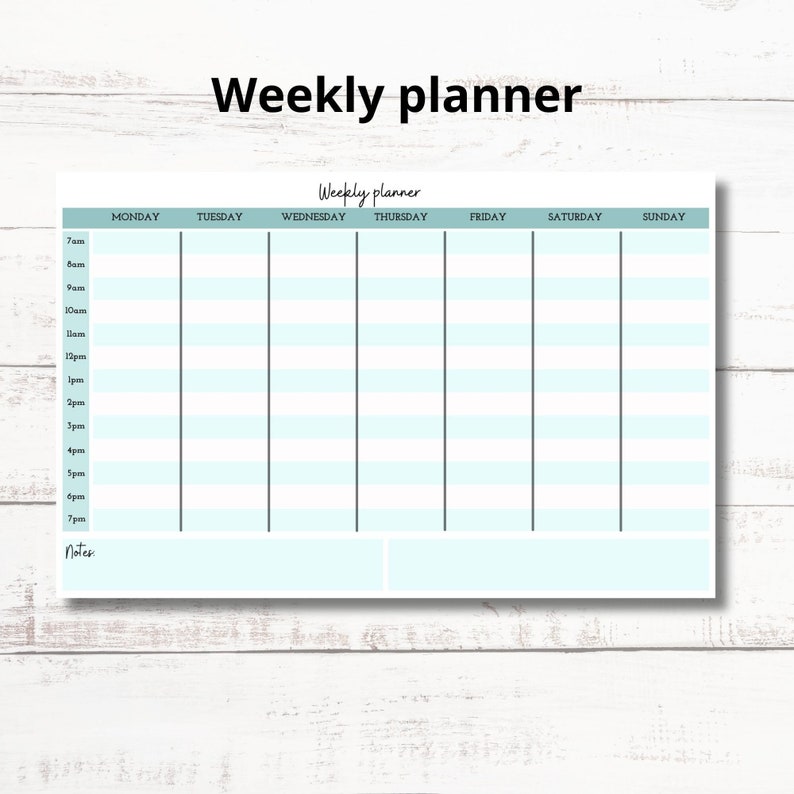 Weekly Planner Template, Turquoise Printable Daily Planner, Weekly ...