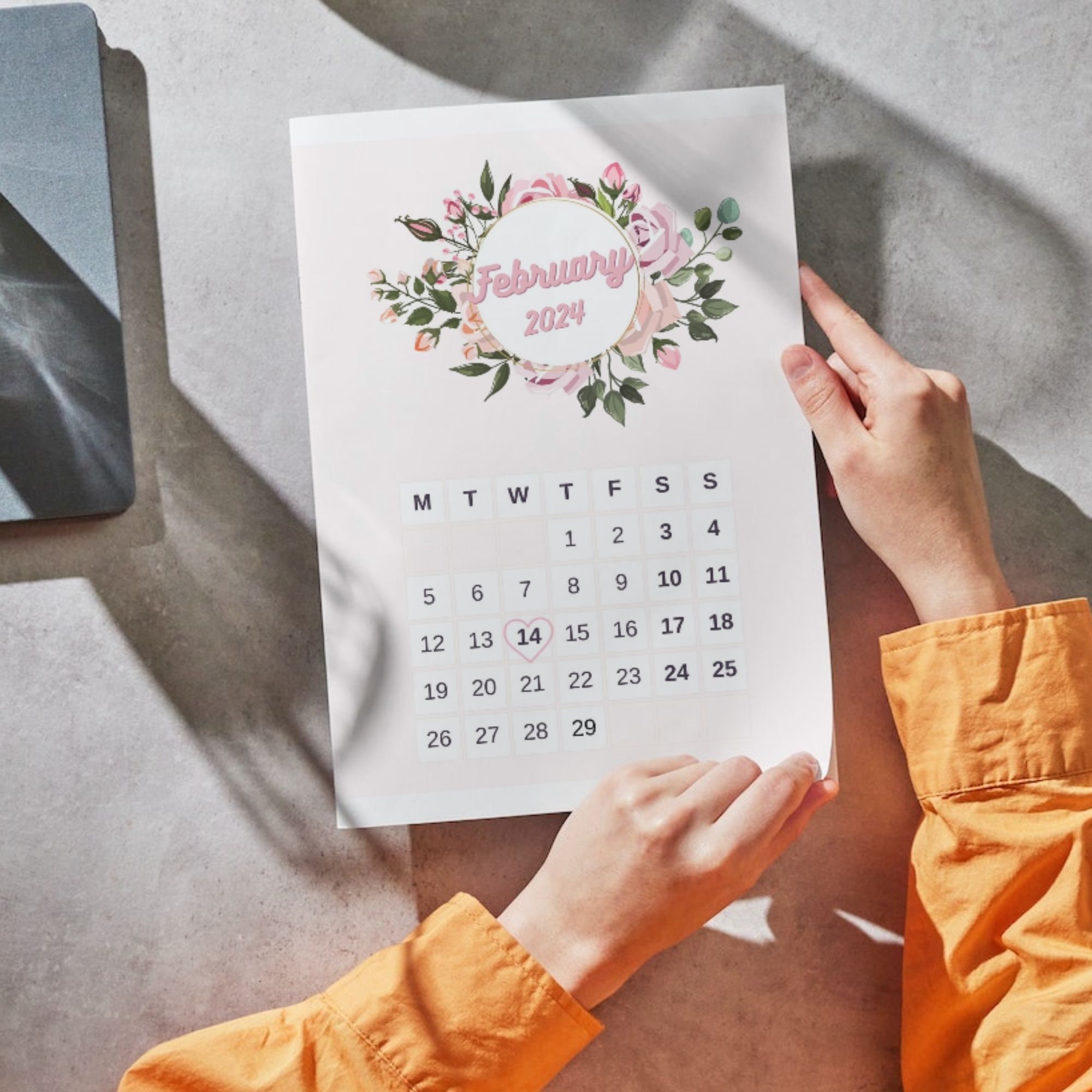 February 2024 Calendar for Valentines Day. Printable Calendar - Etsy