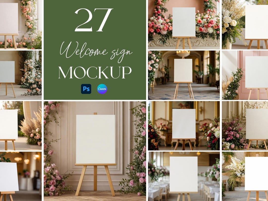Welcome Sign Mockup Bundle, Wedding Sign Mockup Set, Boho Welcome Sign ...