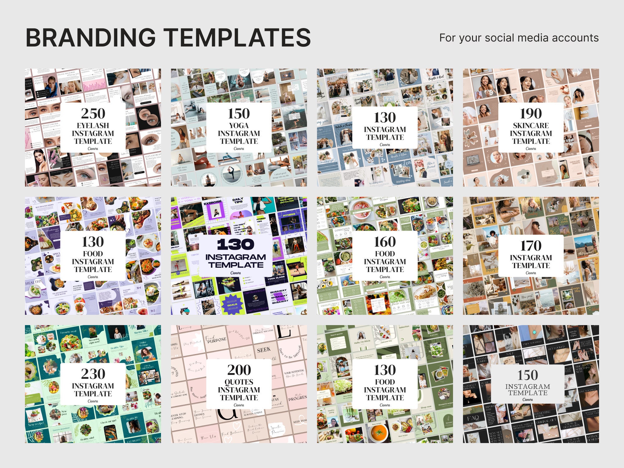 Bundle Instagram Templates Luxury Beauty Instagram Kit Bundle for Canva ...