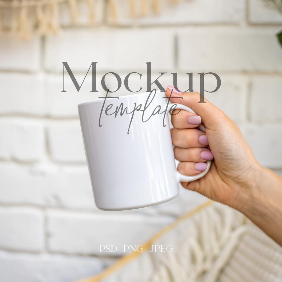 White Ceramic Mug Mockup, Psd/canva Mug Mockup, Holding Cup Mockup ...