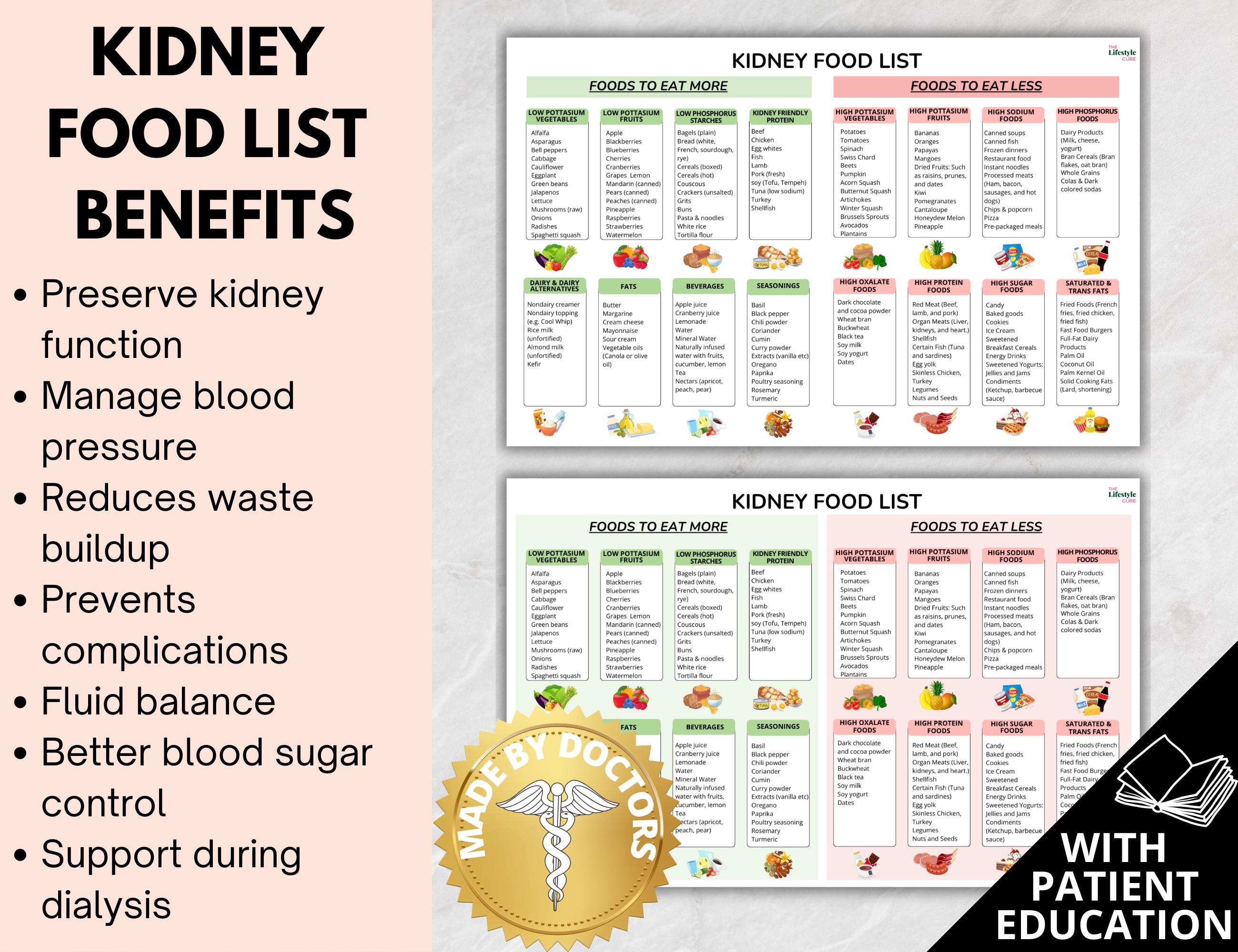 Kidney Food List: Renal Diet Guide & Patient Education (digital ...