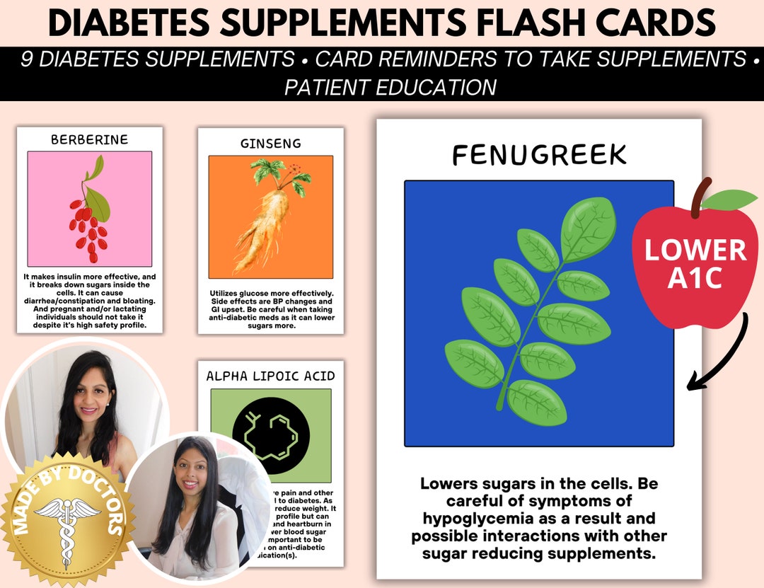 Diabetes Supplements Flash Cards: Diabetes Management (digital Download ...