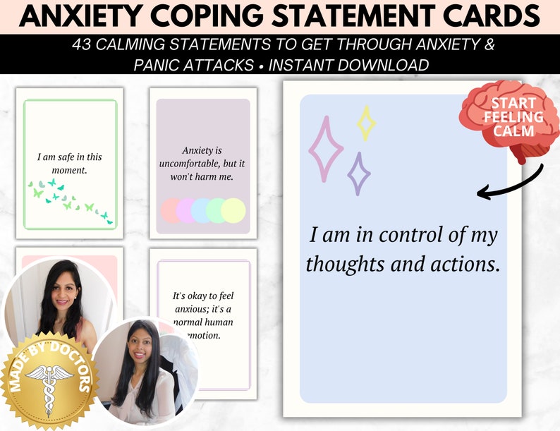 Doctor Created Anxiety Statement Flashcards, Affirmation Cards ...