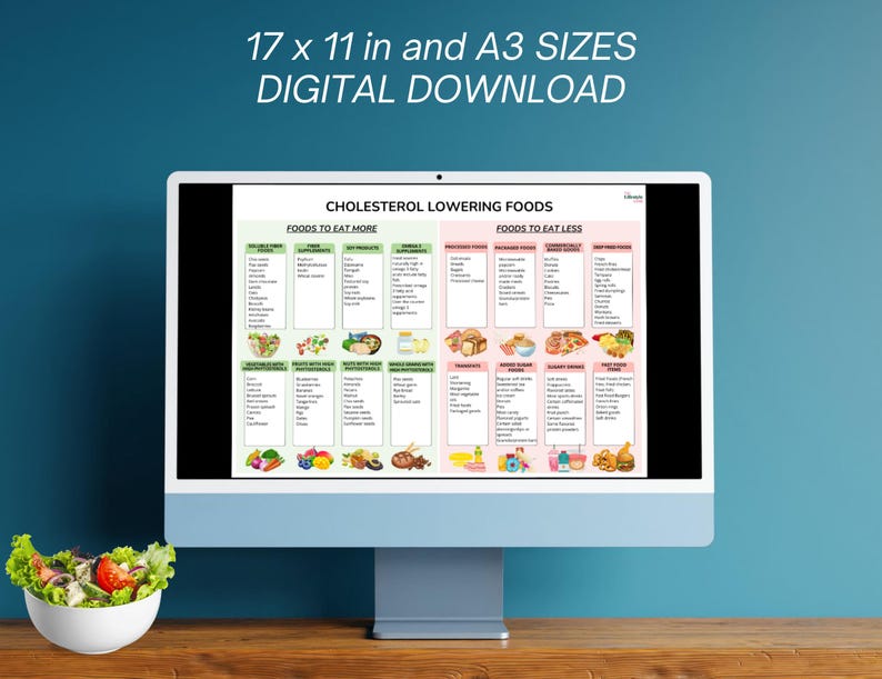 Cholesterol Lowering Food List: Heart Healthy Diet Guide (PDF) - Etsy