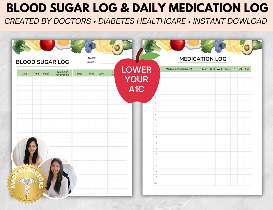 Doctor Made-blood Sugar Log, Blood Sugar Tracker, Gestational Diabetes ...