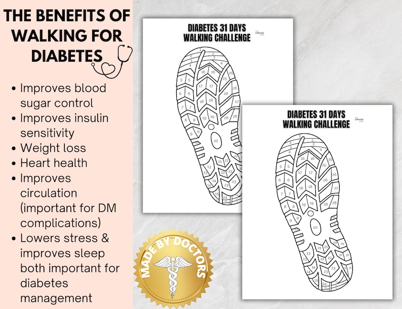 Doctor Made- Diabetes Walking Challenge, 30 Day Challenge, Running Log ...