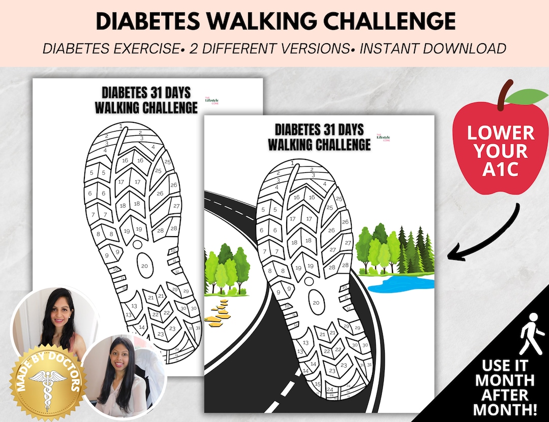 Doctor Made- Diabetes Walking Challenge, 30 Day Challenge, Running Log ...