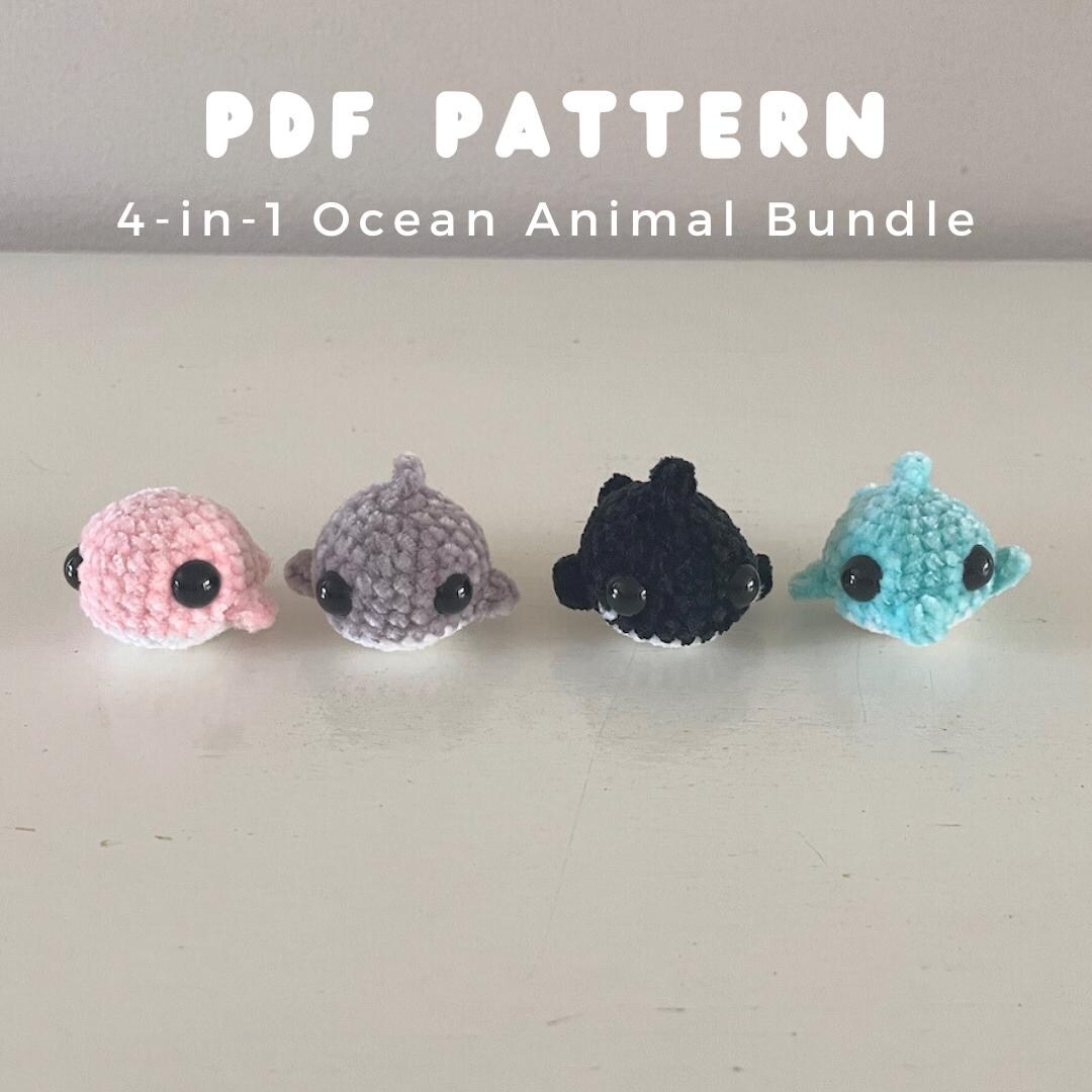 Easy No-sew Ocean Animals Pattern Bundle, Quick Cute Multiple Fish ...