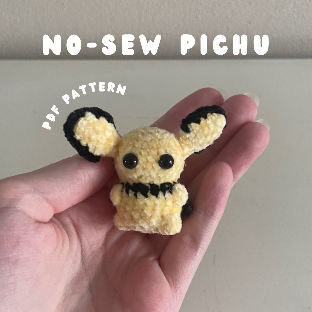 Cute Quick No-sew Pichu Pattern, Yellow Crochet Pokemon DIY, Easy One ...