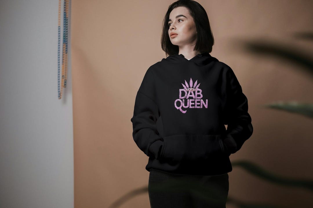 Dab Queen Hoodie Pink Runtz Font Cannabis Leaf Crown, Stoner Hoodie ...