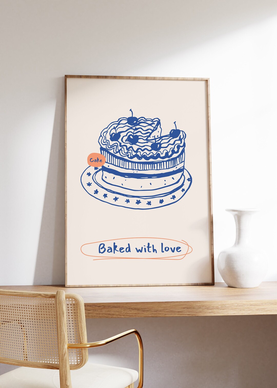 Baked With Love Print, Baking Print, Retro Baking Print, Baking Wall ...