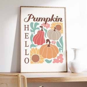Hello Pumpkin Print, Cozy Fall Printable Wall Art, Fall Autumn Home ...