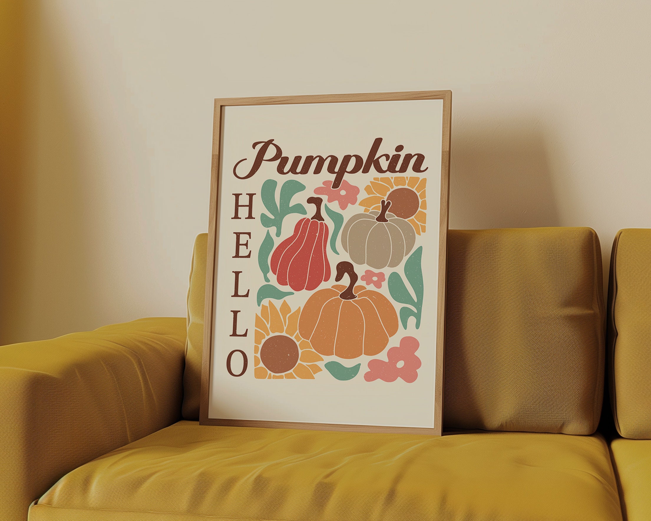 Hello Pumpkin Print, Cozy Fall Printable Wall Art, Fall Autumn Home Decor, Fall Prints, Boho ...